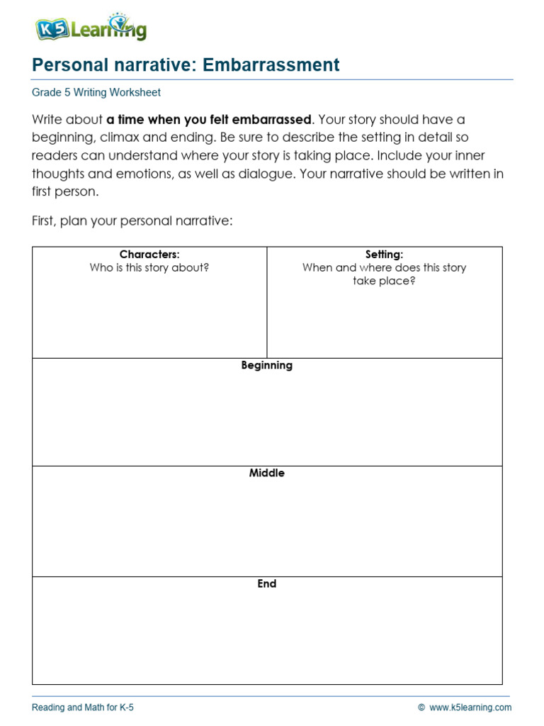 Grade 5 Personal Narratives Yyo | PDF