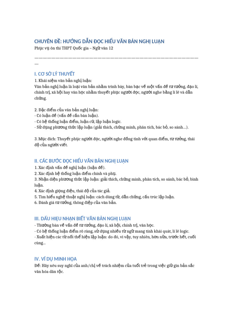 Huong Dan Doc Hieu Van Ban Nghi Luan | PDF