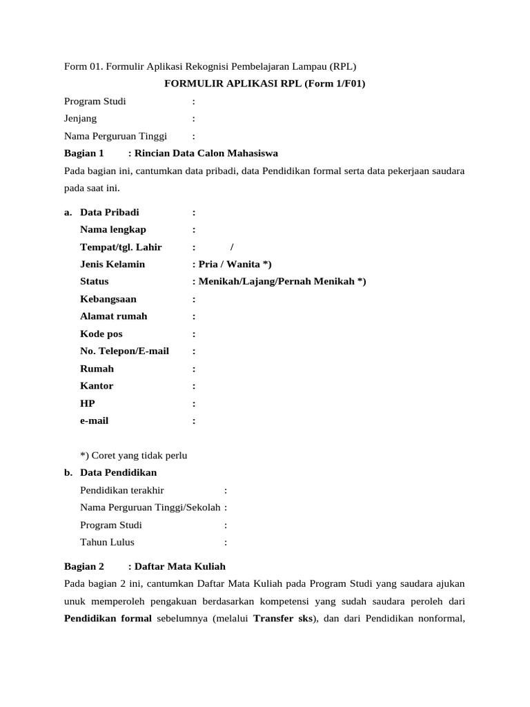 Form RPL | PDF