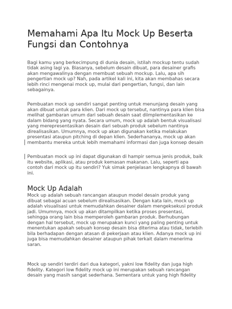 Fungsi dan Pentingnya Mock Up Desain | PDF