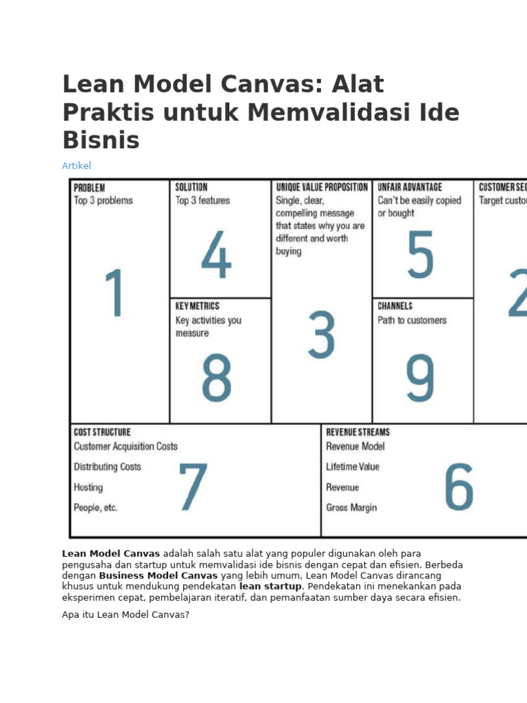 Lean Model Canvas | PDF