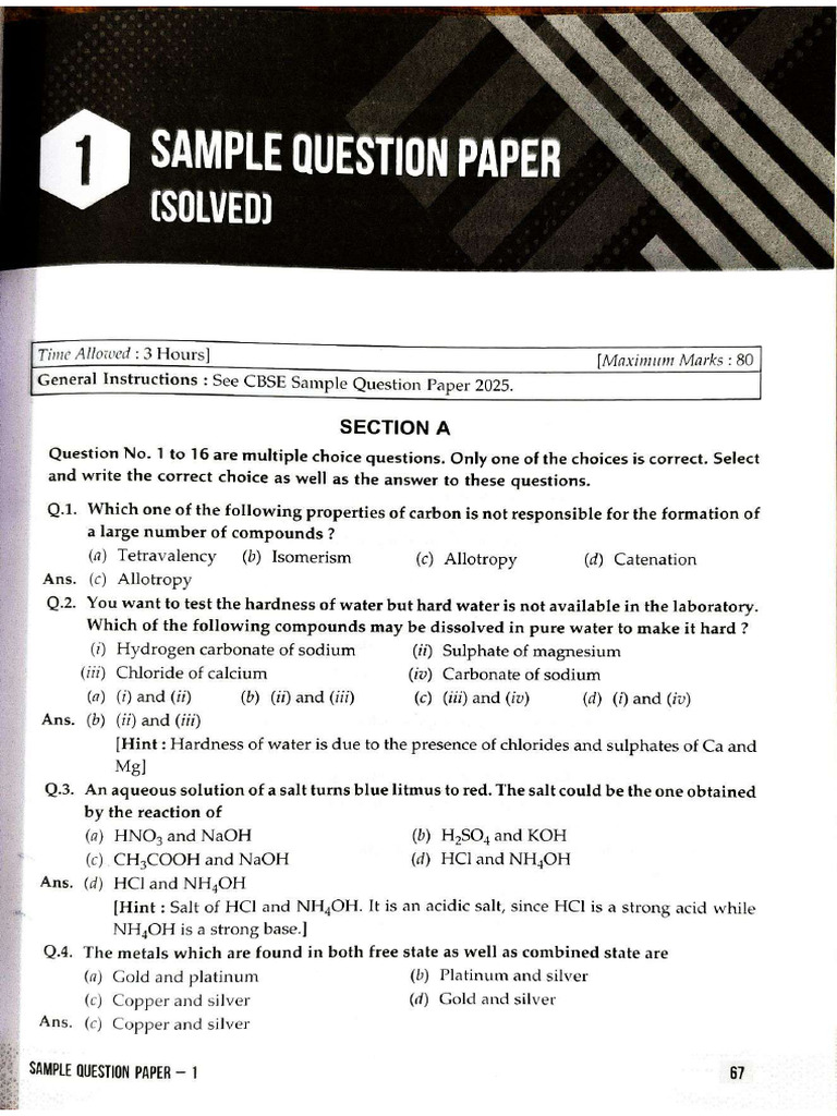 Sample Paper 1 | PDF