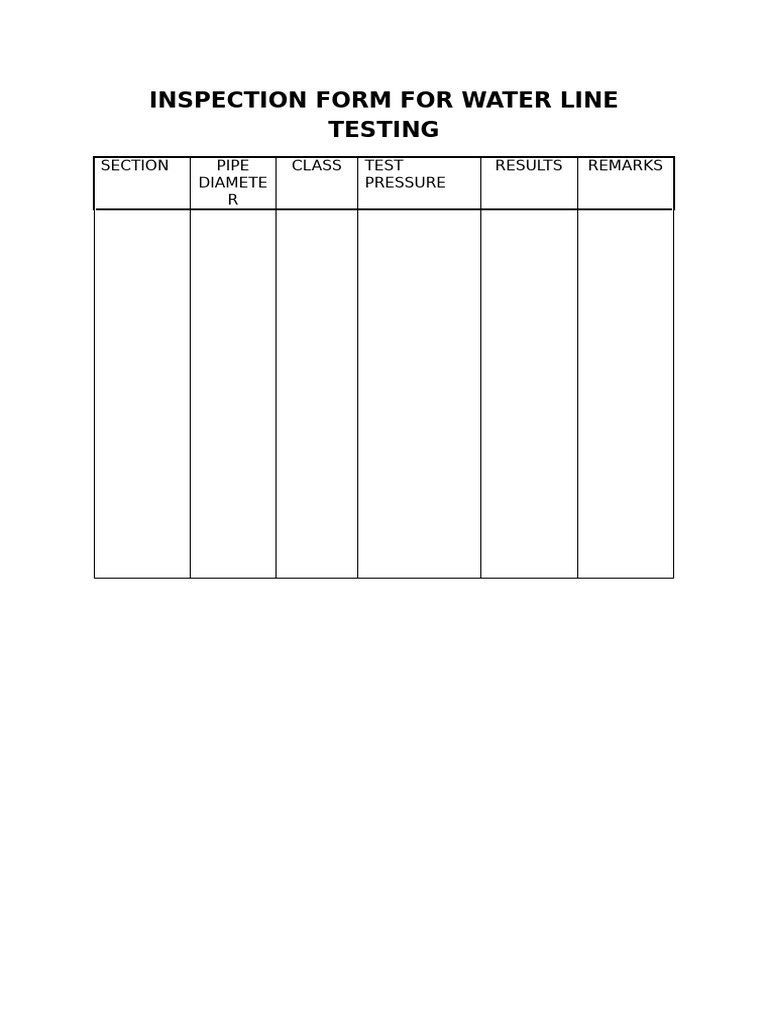 Water Inspection Form | PDF