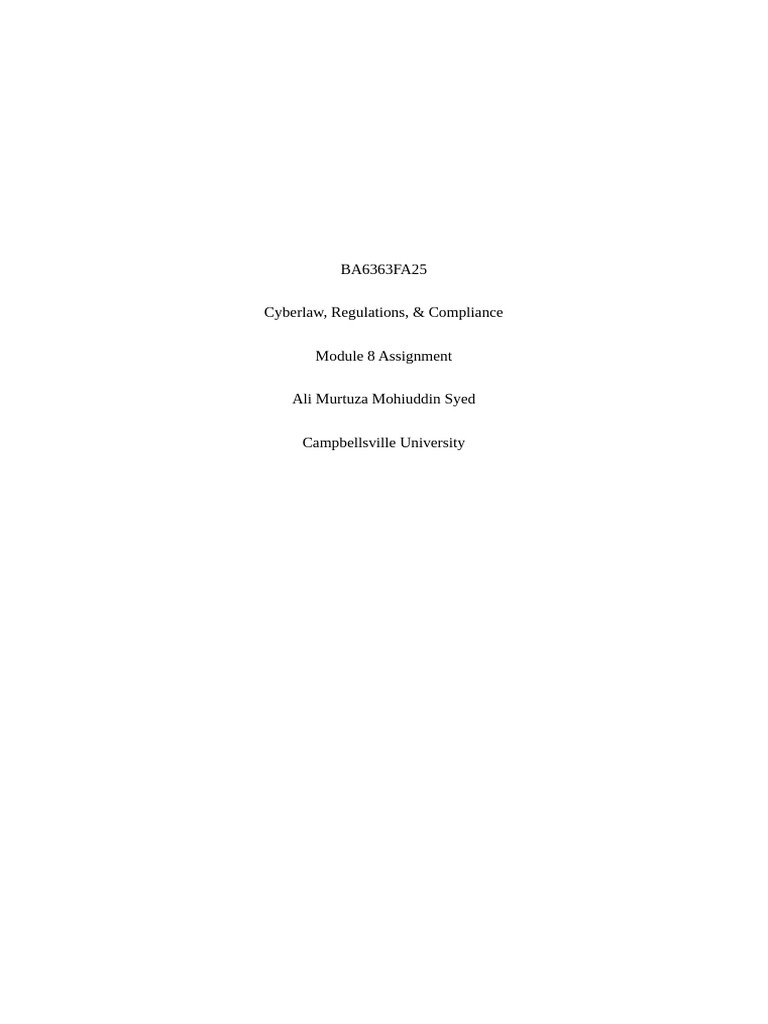 Ali Murtuza Mohiuddin Syed - Module 8 Assignment | PDF | Fair Use ...