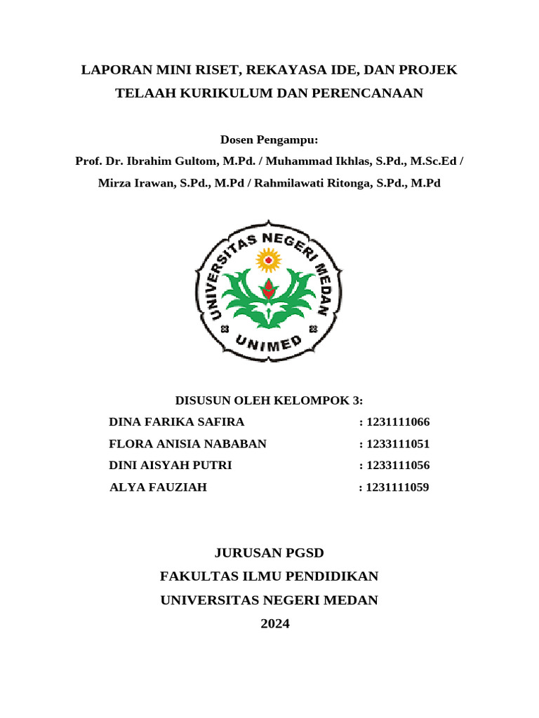 LAPORAN MINI RISEt Telaah Kurikulum Kelompok 3 | PDF