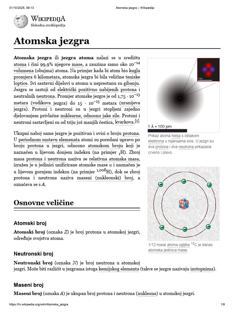 Atomska Jezgra - Wikipedija | PDF
