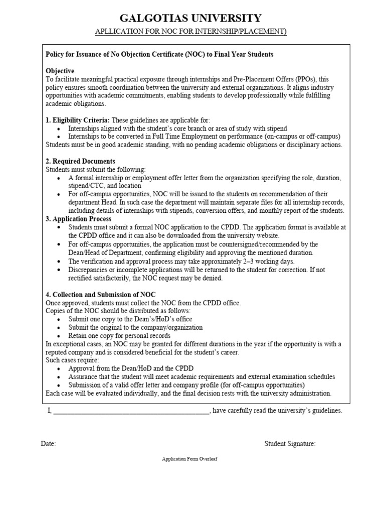 NOC Application Process for Internships | PDF | Internship | Job Hunting