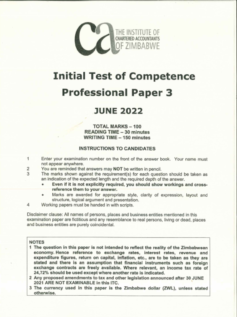 Itc June Paper 3 2022 | PDF