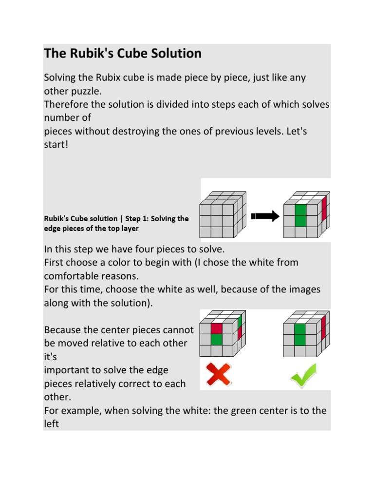 Rubik's Cube Solution - Step 1: Solving The Edge Pieces of The Top ...