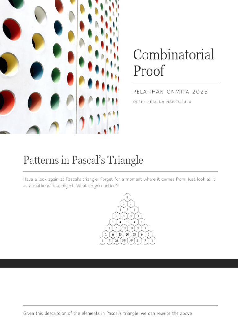 Combinatorial Proof | PDF | Numbers | Mathematical Proof