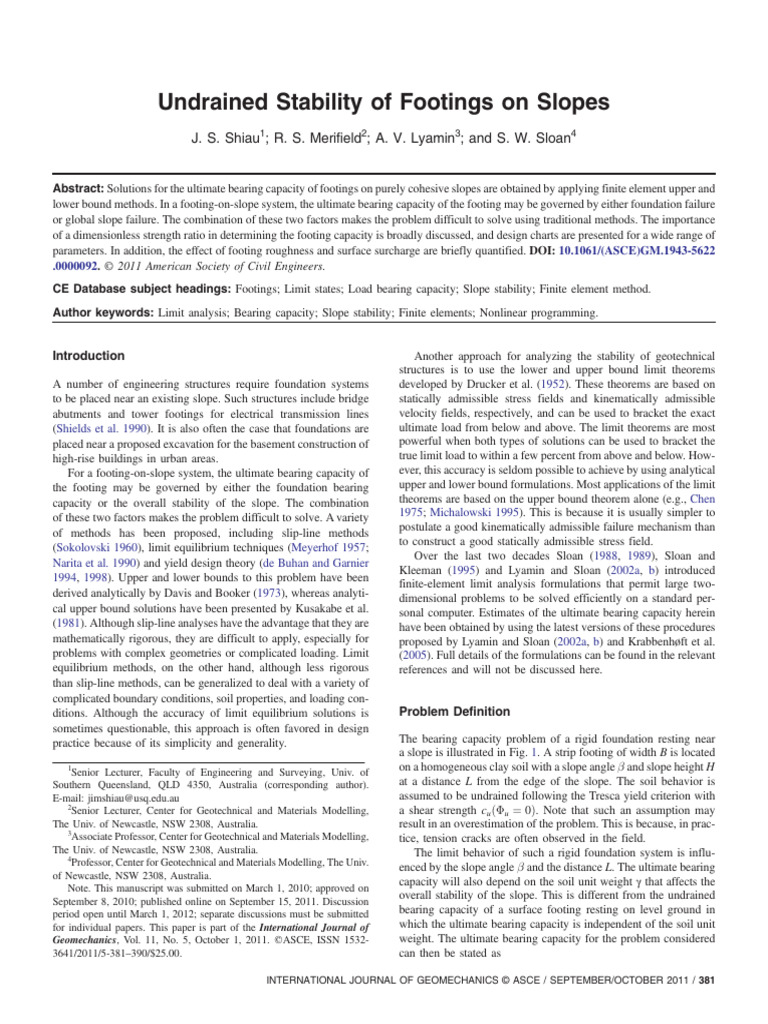 5.undrained Stabilility of Footings On Slopes | PDF | Finite Element ...