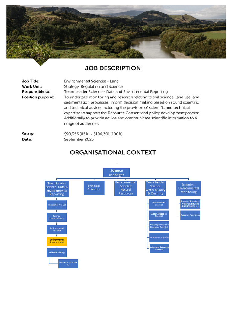 Environmental Scientist Land Job Description Sept 2025 | PDF