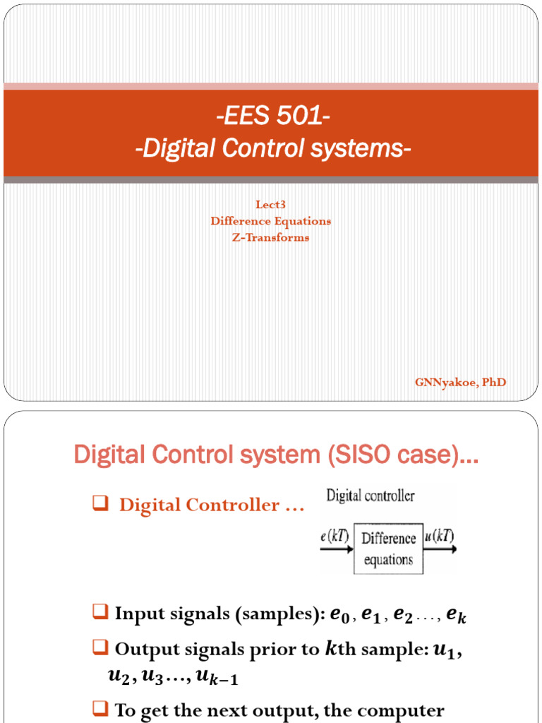 Digital Control Systems: Difference Equations | PDF | Recurrence ...