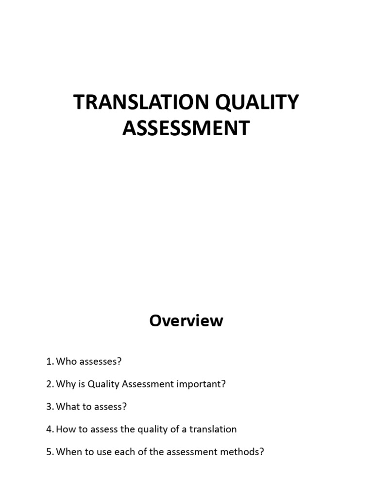 Lecture 6 - Translation Quality Assessment-1 | PDF | Translations ...