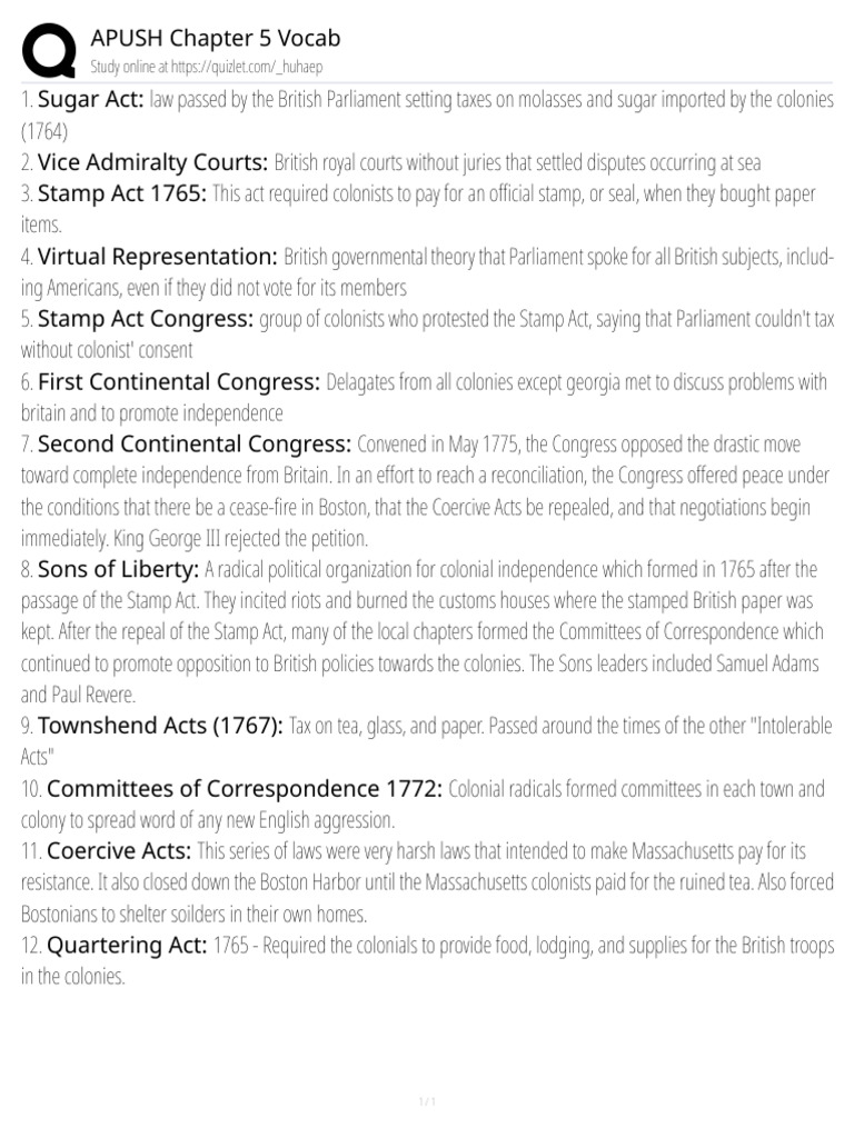 APUSH Chapter 5 Vocab | PDF