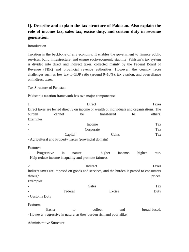 Tax Structure and Revenue in Pakistan | PDF | Taxes | Excise