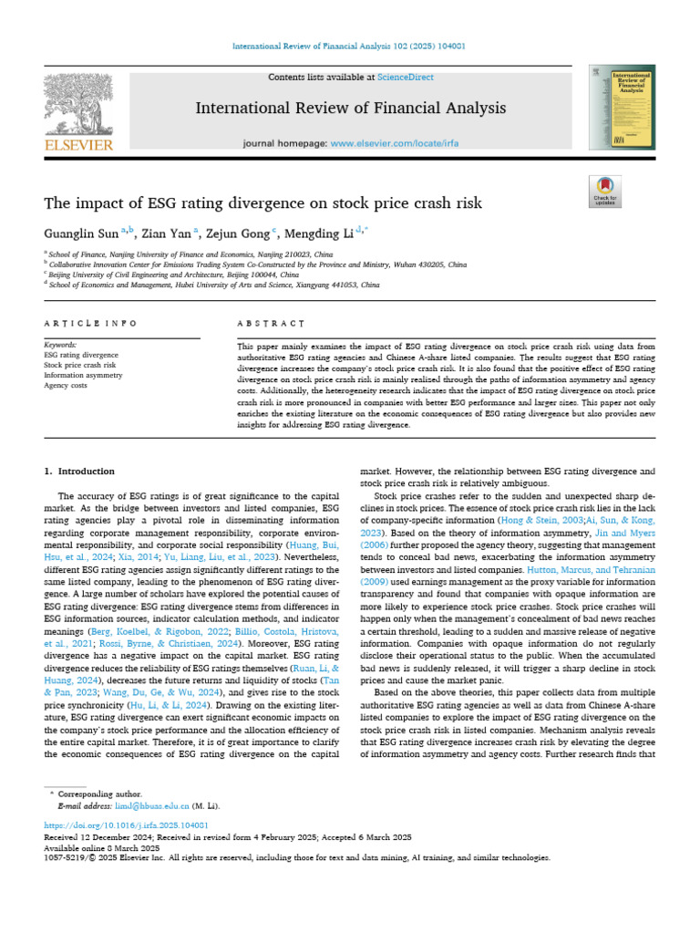 2016 China Flunctuations in Esg Rating 2014-15 | PDF | Stocks | Risk