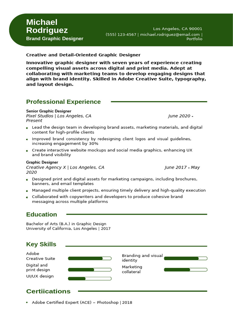Brand Graphic Designer Resume Example | PDF