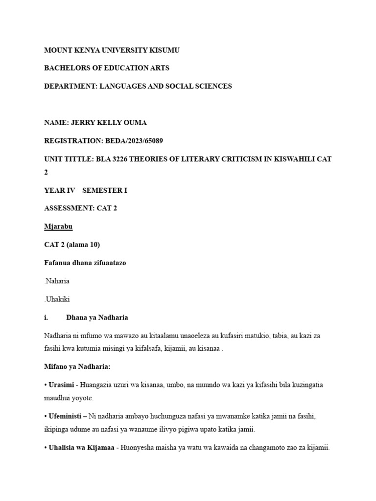 Mount Kenya University | PDF