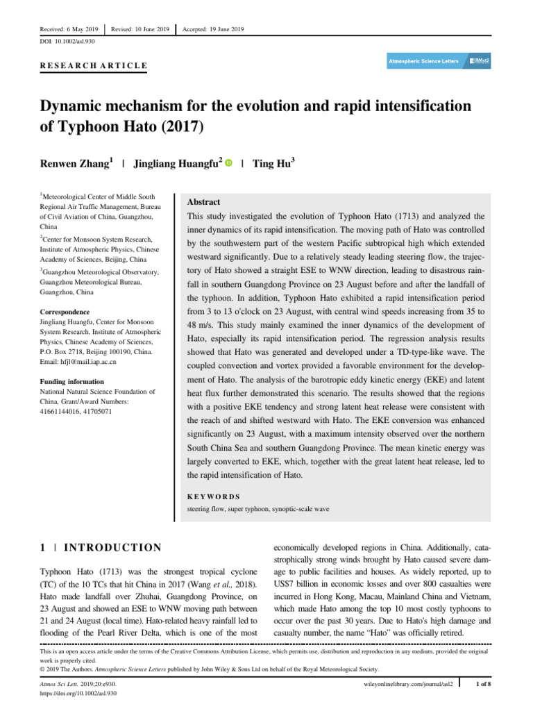 Dynamic Mechanism For The Evolution and Rapid Inte | PDF | Tropical ...