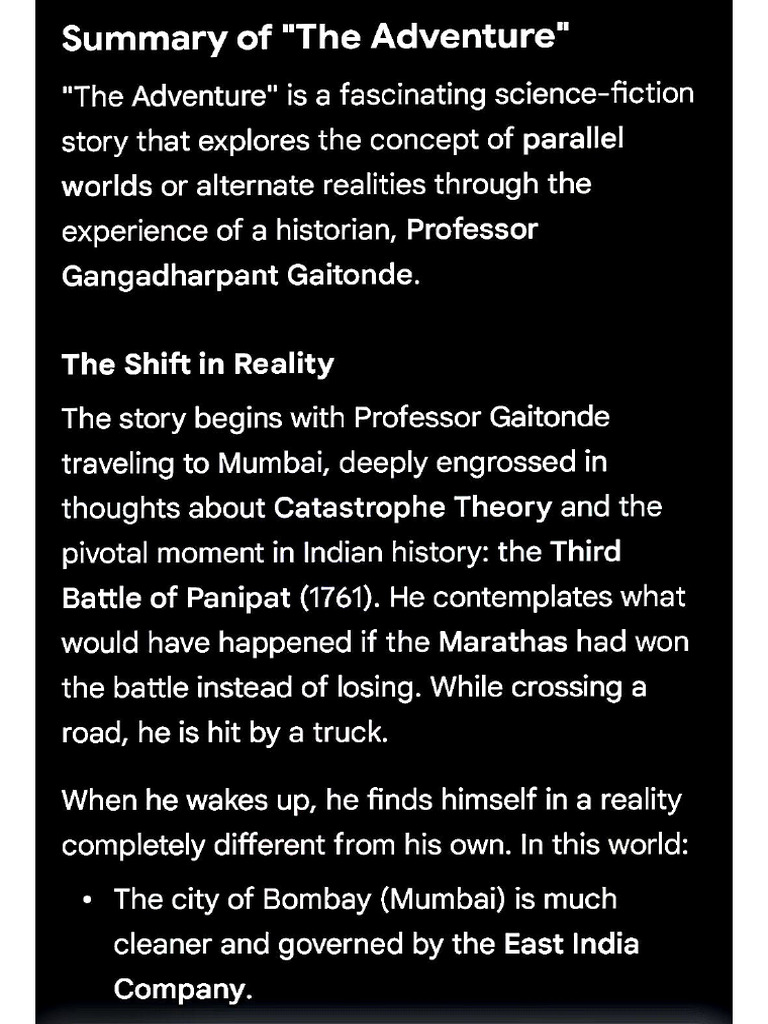 Summary of The Adventure | PDF