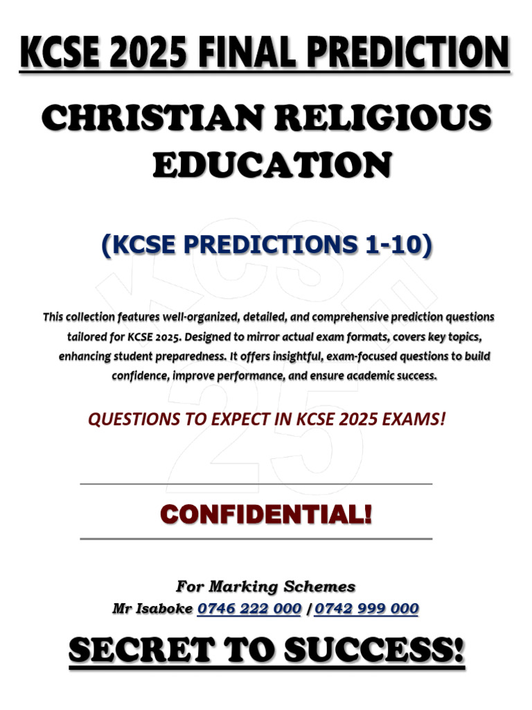 KCSE 2025 CRE Exam Predictions | PDF | Jesus | The Exodus