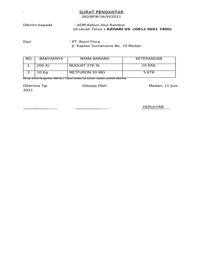 Surat Pengantar (SP) New | PDF