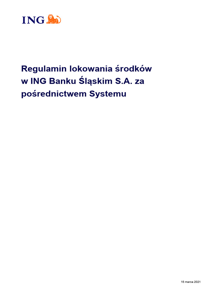 Regulamin Lokaty ING BusinessOnLine | PDF