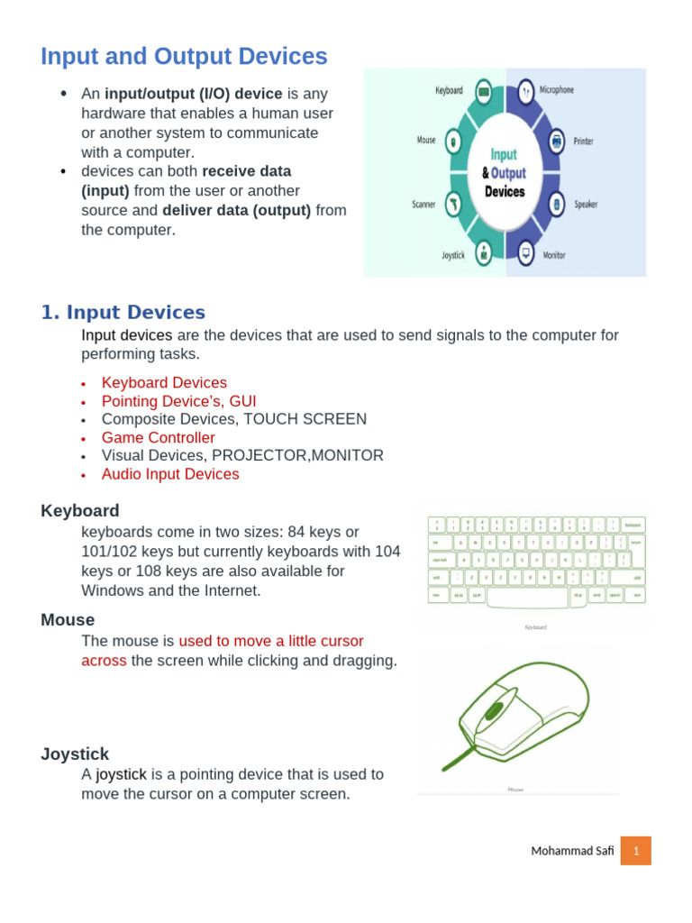 Input And Output Devices Pdf Printer Computing Computer Keyboard