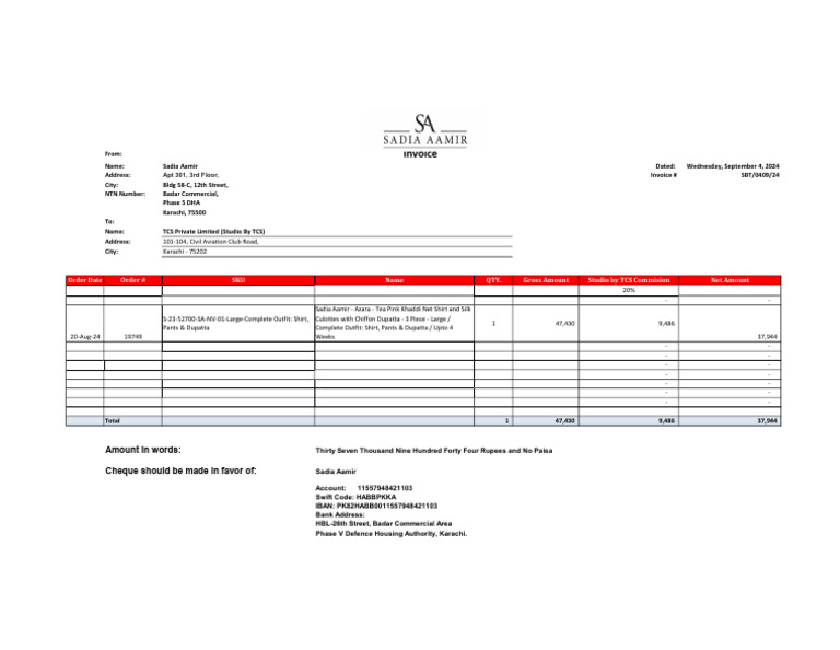 SBT Invoice Sep 24 | PDF