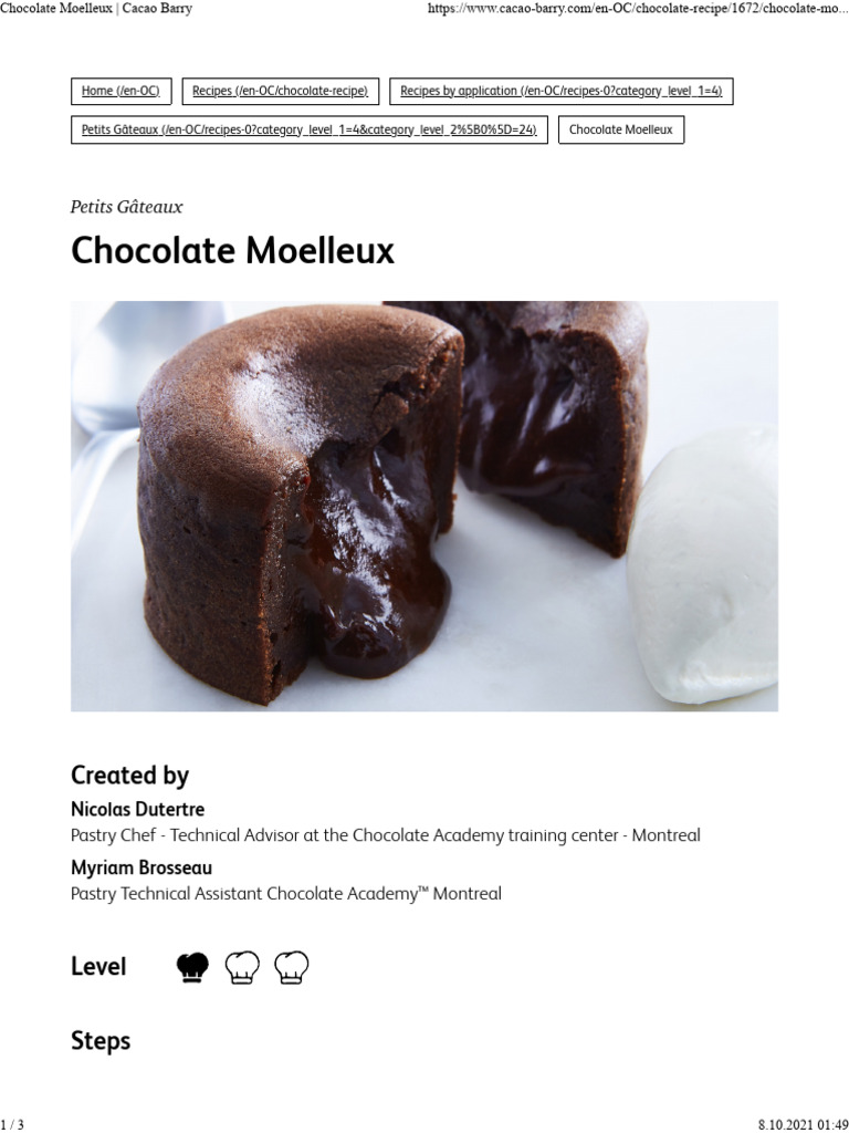 Chocolate Moelleux Cacao Barry | PDF | Cakes | Chocolate