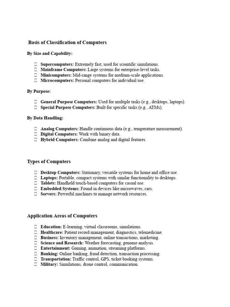 Basis of Classification of Computers | PDF