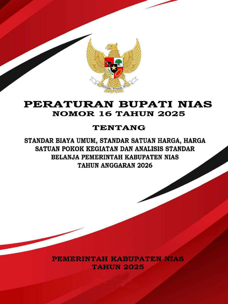 Perbup No 16 Tahun 2025 Tentang SBU 2026 | PDF