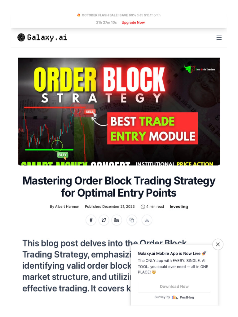 Mastering Order Block Trading Strategy For Optimal Entry Points | PDF ...