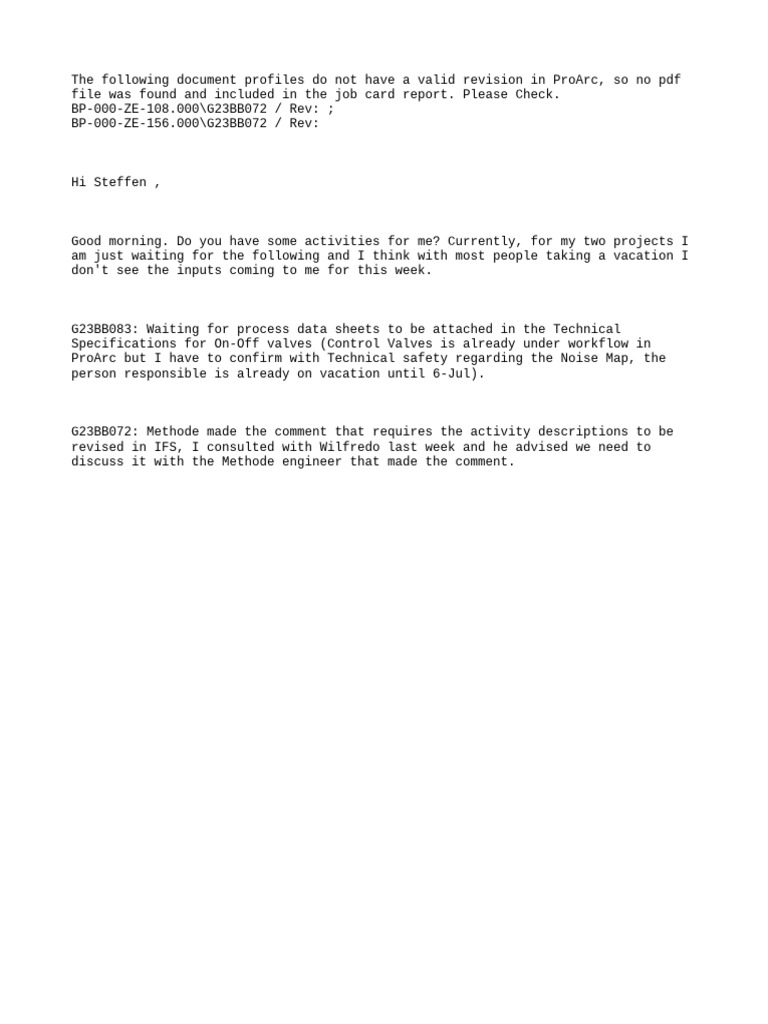 Missing Revisions in ProArc Reports | PDF