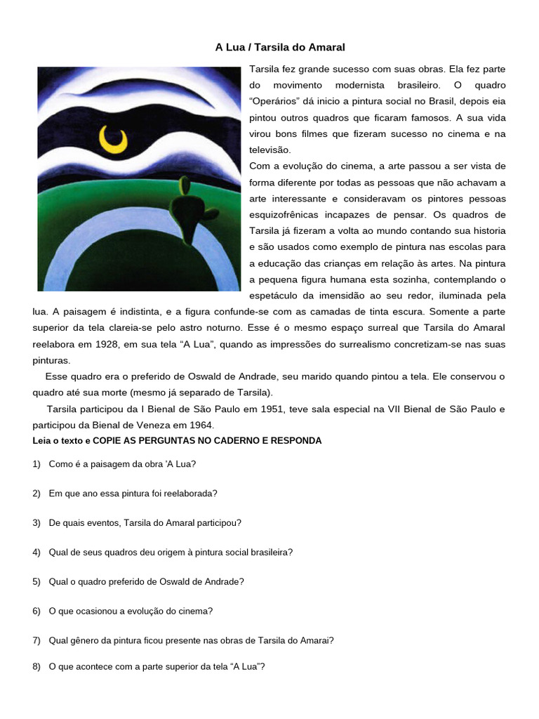 Tarsila do Amaral: A Lua e sua Arte | PDF | Pinturas | As artes
