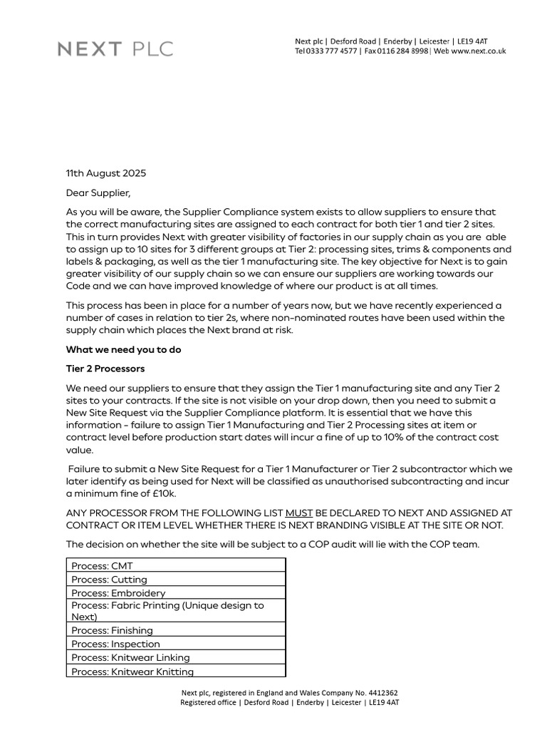 Declaration and Assigning of Manufacturing Sites - August 2025 | PDF ...