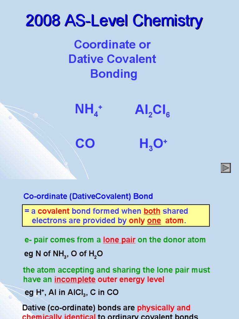 Dative Bonding in NH4 and Al2Cl6 | PDF