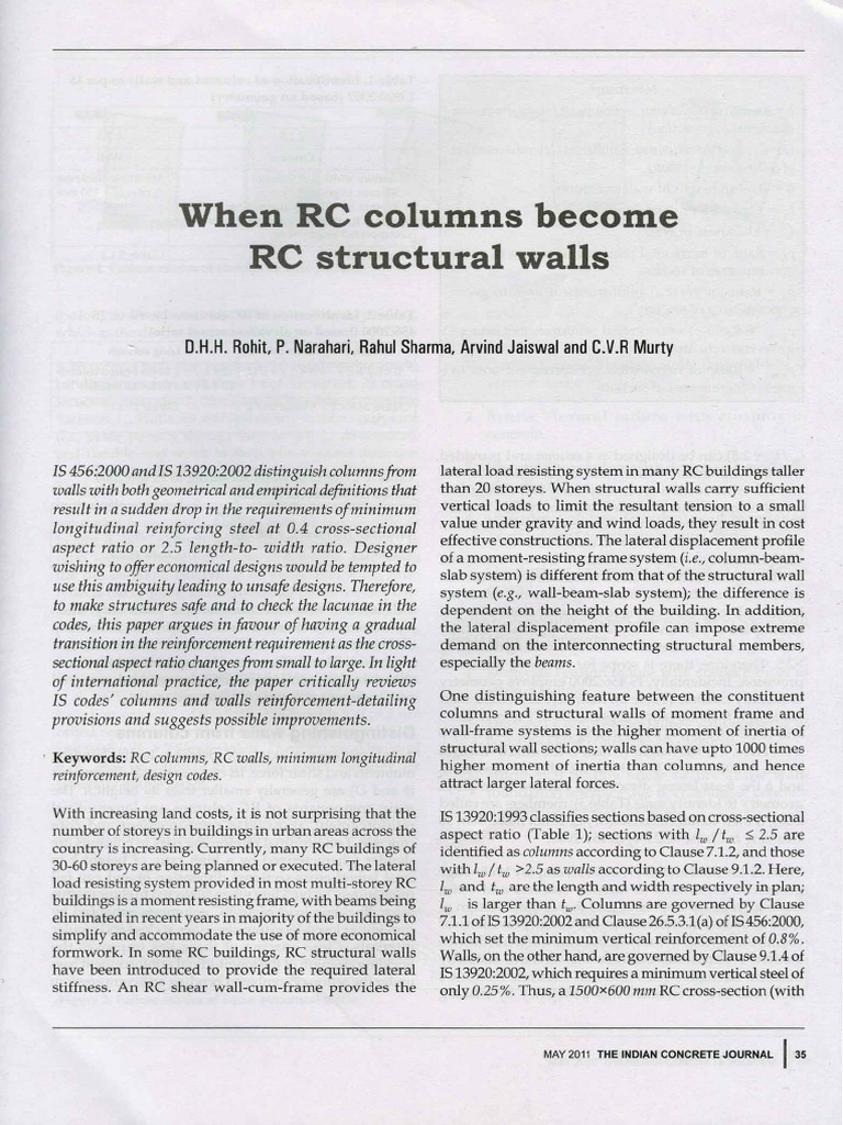 ICJ May 11 When RC Columns Become RC STR | PDF