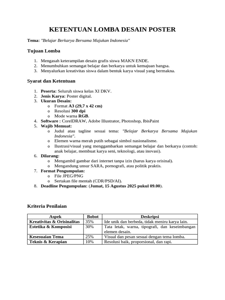 Lomba Desain Poster Siswa MAKN ENDE | PDF