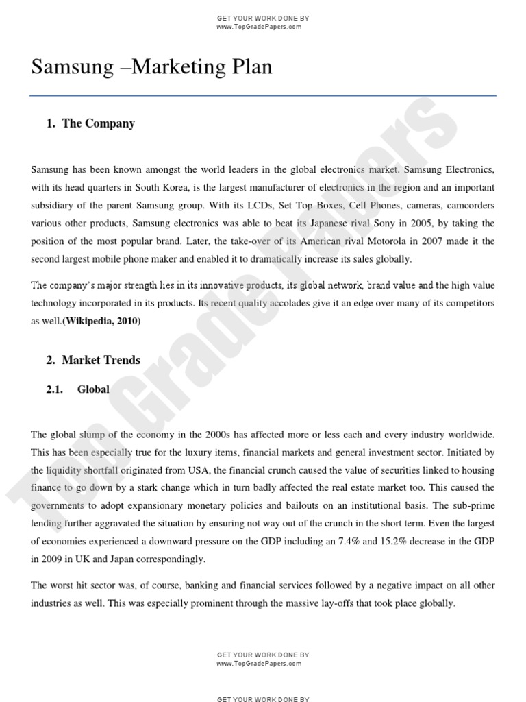 Samsung - Marketing Plan - Academic Assignment - Top Grade Papers | PDF ...