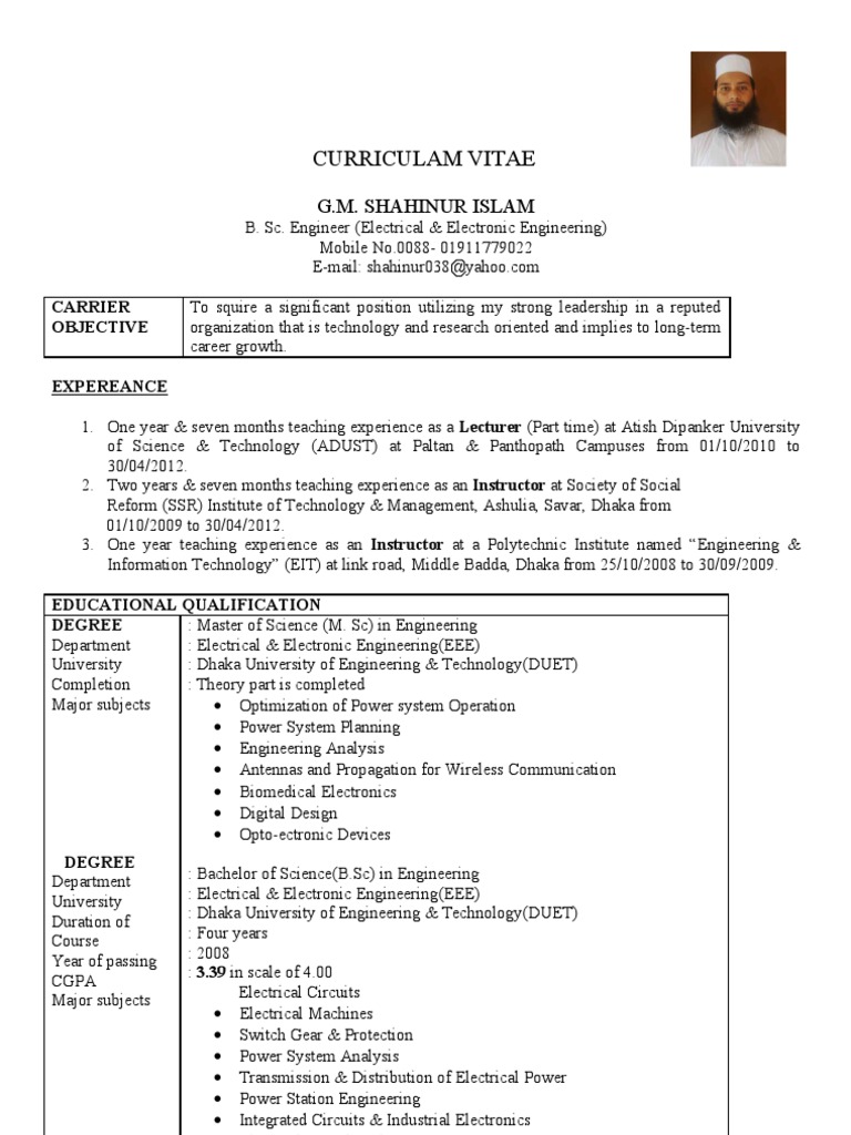 CV Shahin | PDF | Electrical Engineering | Electronic Engineering