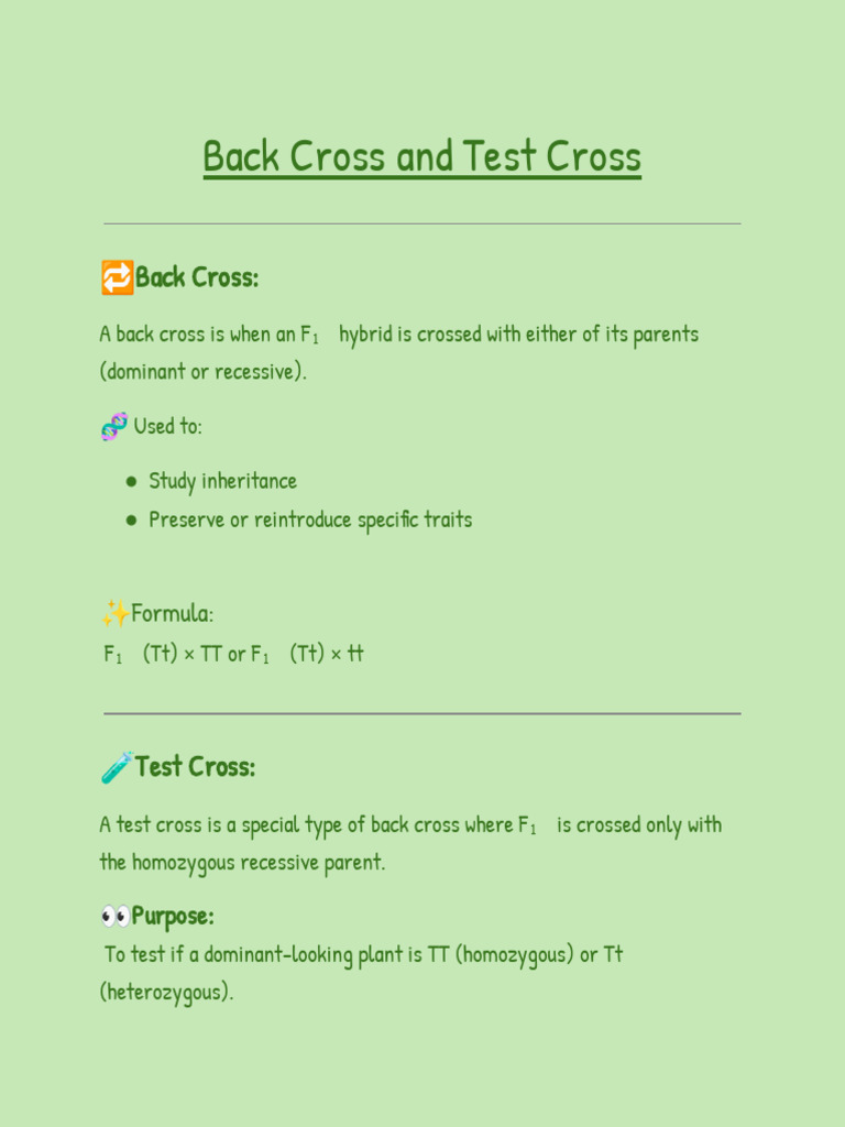 3.4 Back Cross and Test Cross | PDF
