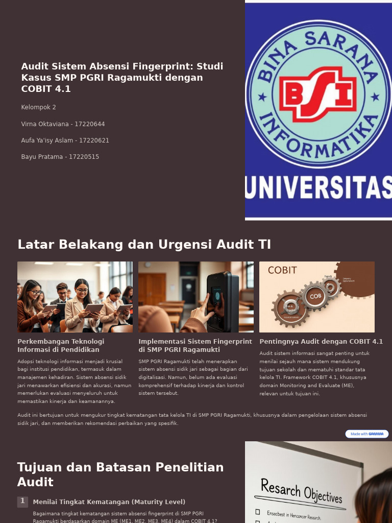Audit Sistem Absensi Fingerprint Studi Kasus SMP PGRI Ragamukti Dengan ...