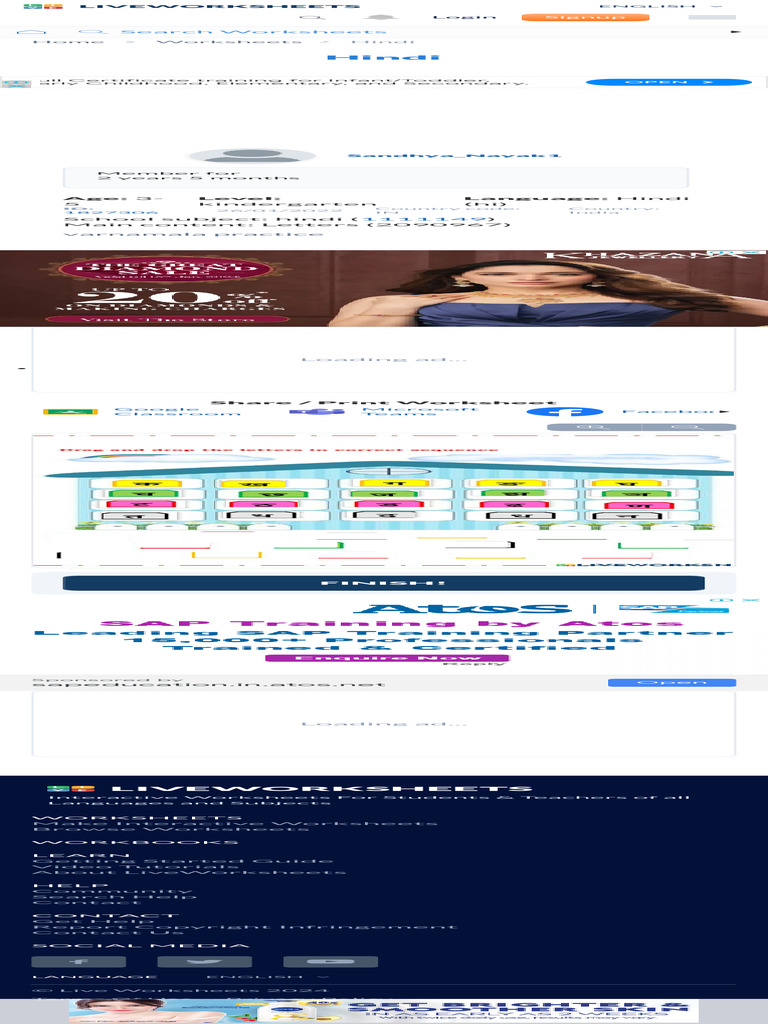 Hindi Online Exercise For Kindergarten Live Worksheets | PDF