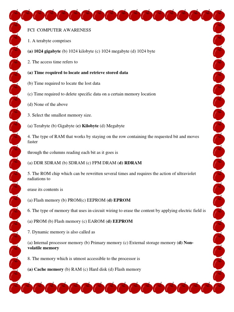 (A) 1024 Gigabyte (B) 1024 Kilobyte (C) 1024 Megabyte (D) 1024 Byte ...