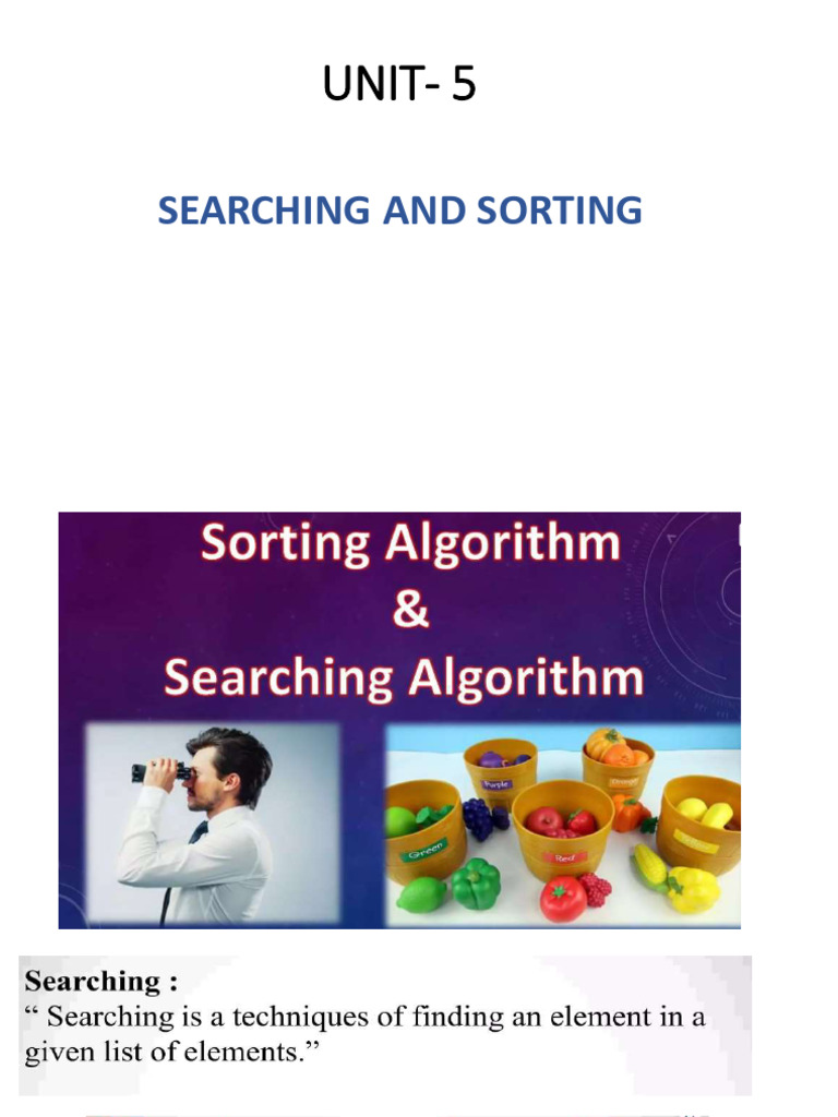 UNIT - 4 - Linear & Binary Search | PDF | Algorithms And Data Structures | Algorithms