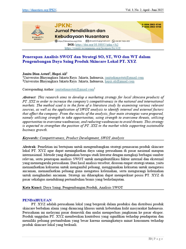 Strategi Pemasaran Skincare PT. XYZ | PDF
