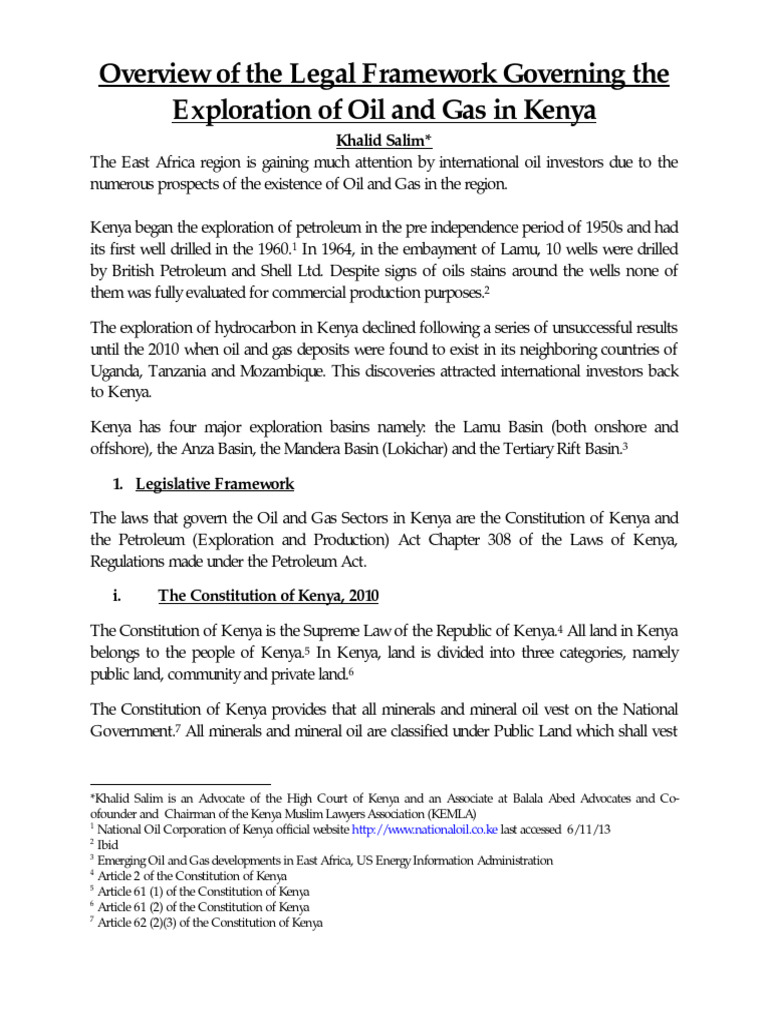 Legal Framework for Oil and Gas in Kenya | PDF | Petroleum ...