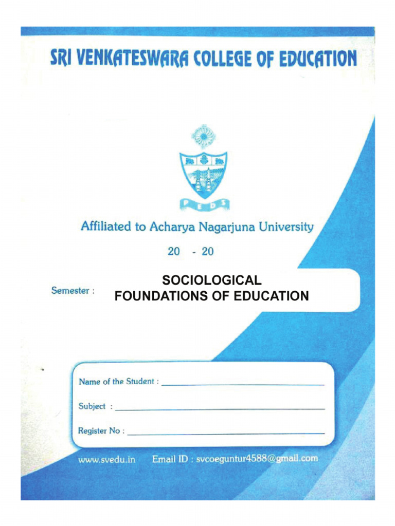 Sociological Foundations of Education | PDF